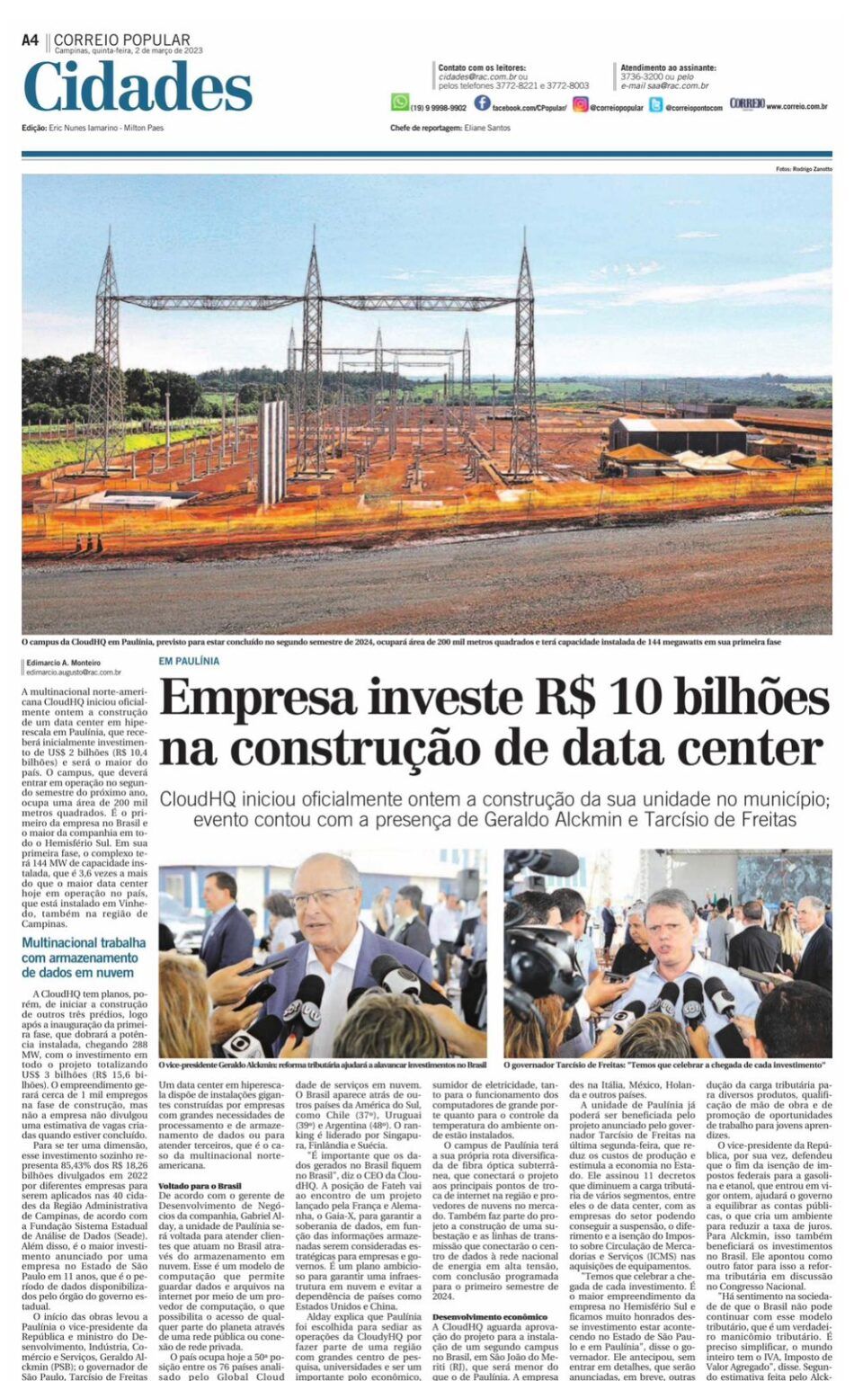 CloudHQ iniciou oficialmente a construção da sua unidade em Paulínia/SP ...